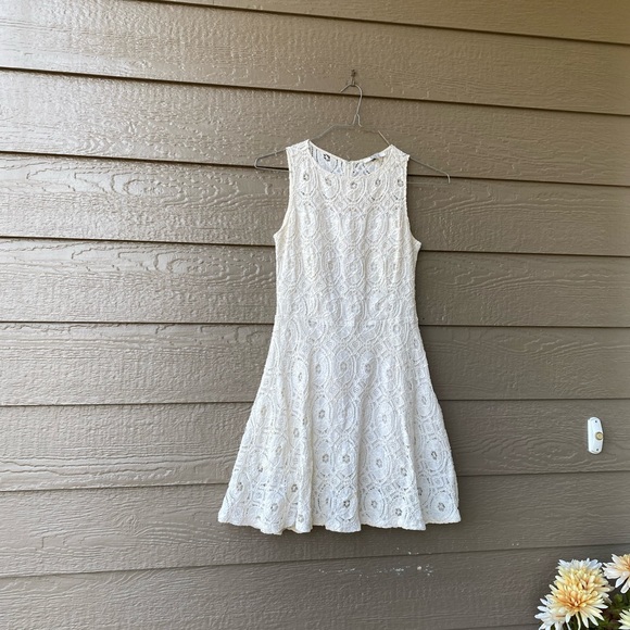 BB Dakota | Dresses | Bb Dakota Dress Ivory Beige Lace Sleeveless Lined ...